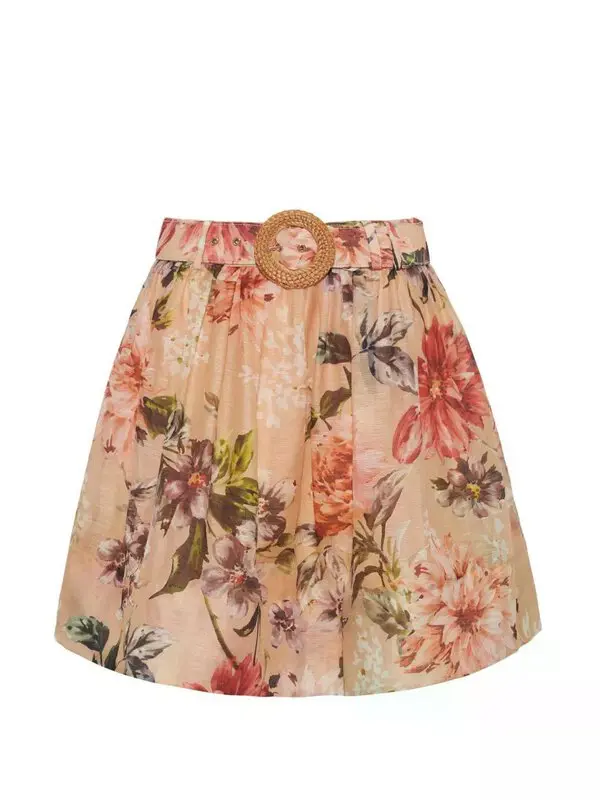 Cara Cara Alba Floral-print Belted Skirt - Neutrals