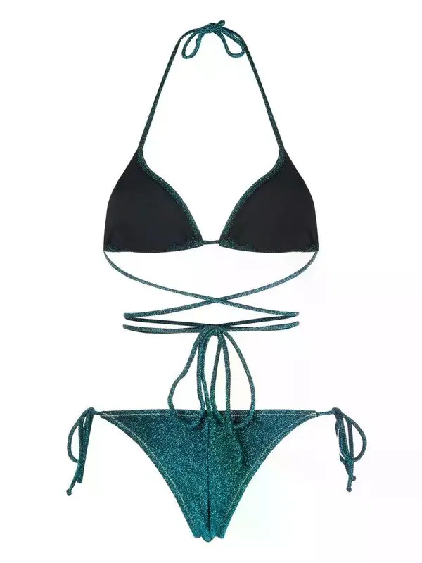 REINA OLGA Miami Lurex Triangle Bikini - Blue