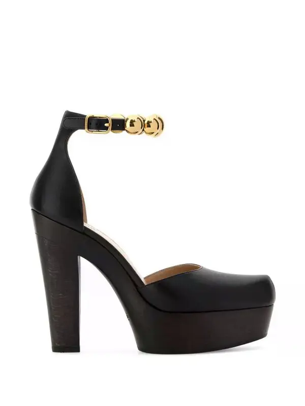 Chloé Beaded Leather Platform Pumps - Black
