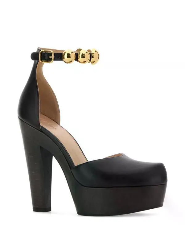 Chloé Beaded Leather Platform Pumps - Black