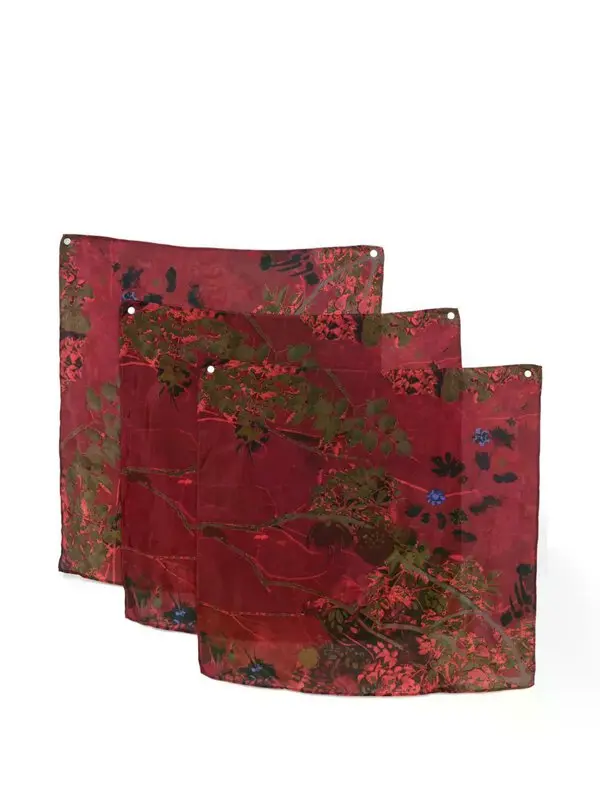 YAVI Floral Silk Scarf - Red
