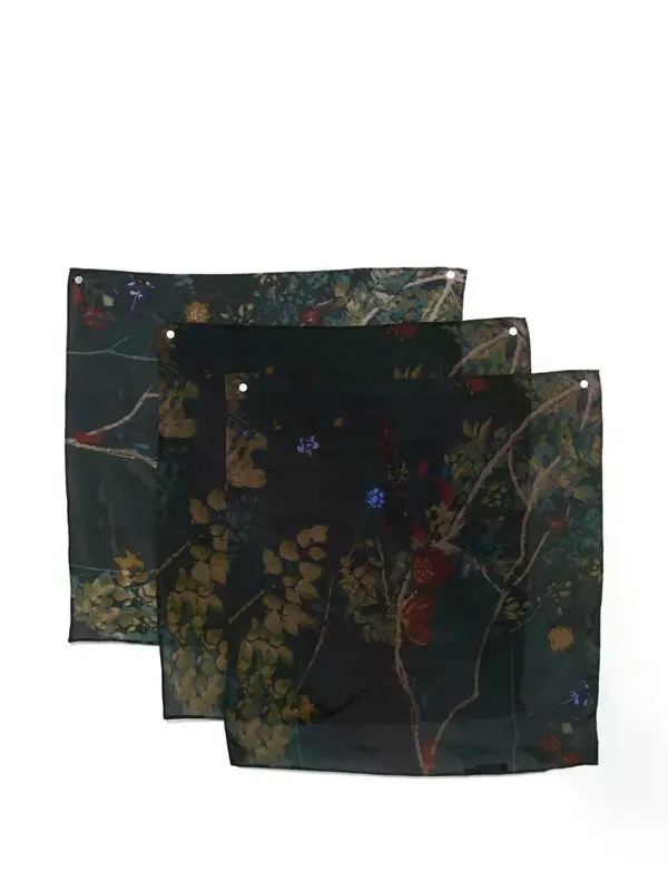 YAVI Floral Silk Scarf - Blue