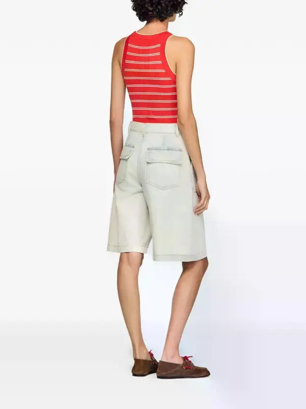 Sandro Wide-leg Faded Denim Bermuda Shorts - Blue