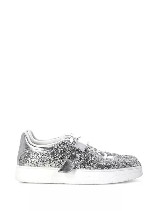 JIMMY CHOO Glitter Buckle Sneakers - Silver