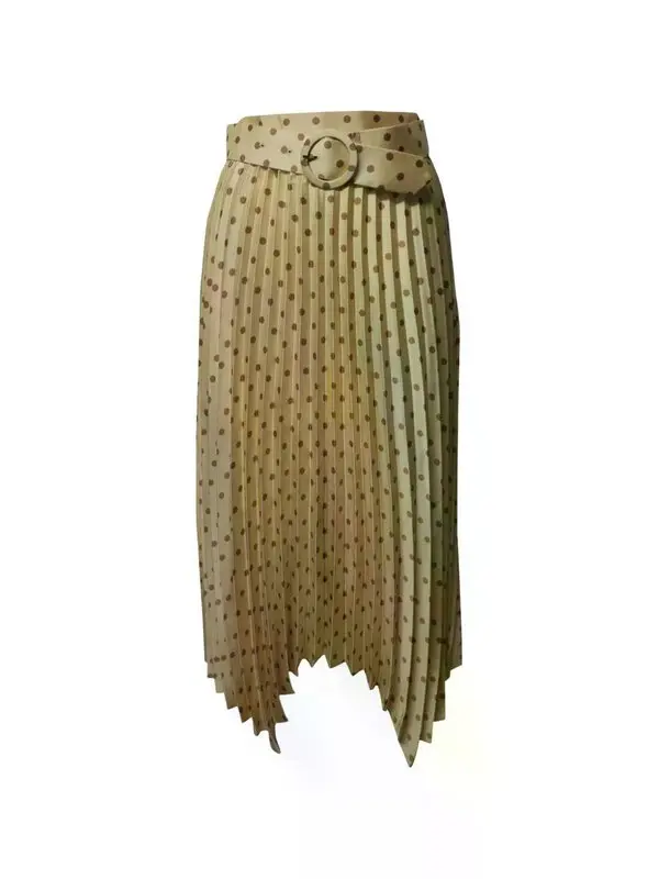 Sandro Pleated Belted Maxi Skirt - Neutrals