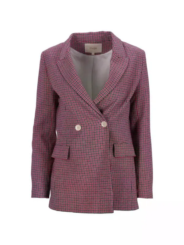 Maje Double-breasted Houndstooth Blazer