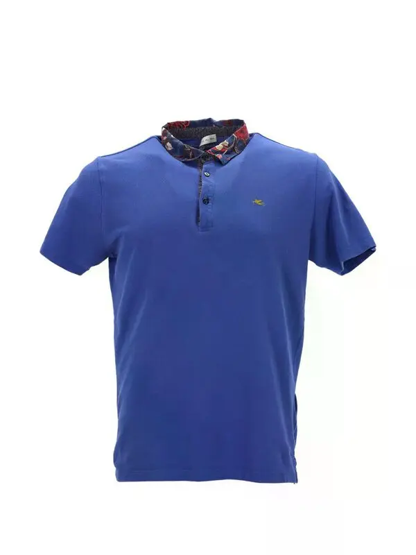 Etro Printed-collar Polo Shirt - Blue