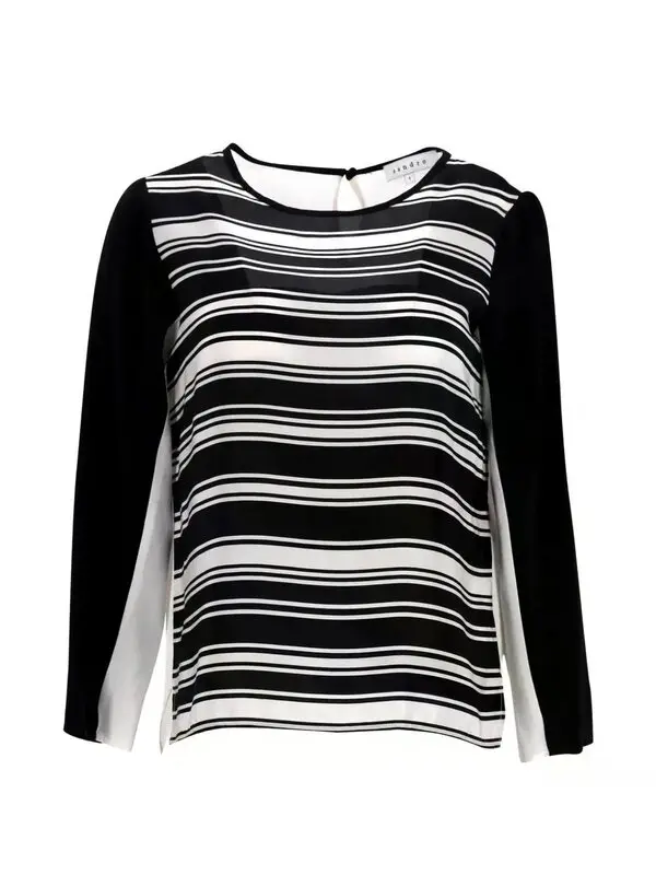 Sandro Striped Silk Blouse - Black