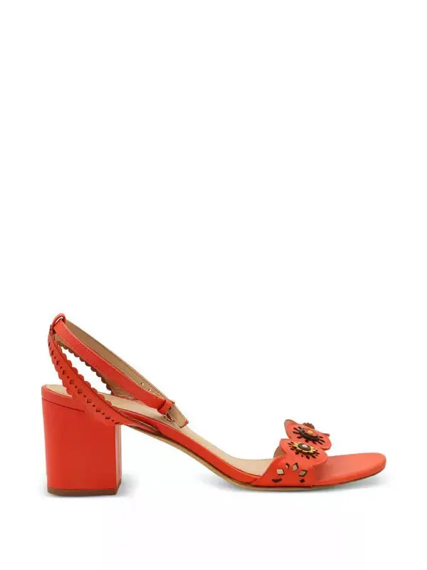 Tory Burch Cutout-floral Leather Sandals - Orange