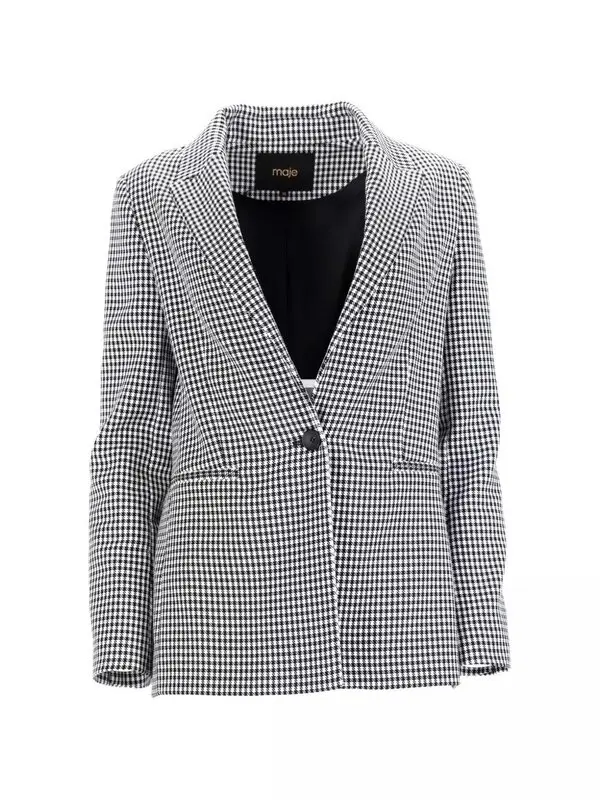 Maje Vadimy Houndstooth Shoulder-pads Blazer - White