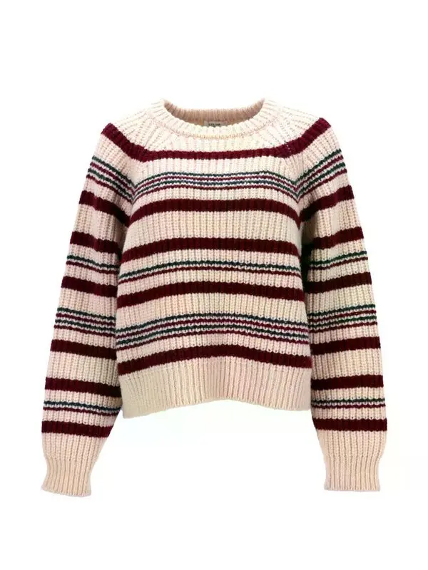 Celine Striped Crew-neck Wool Sweater - Neutrals