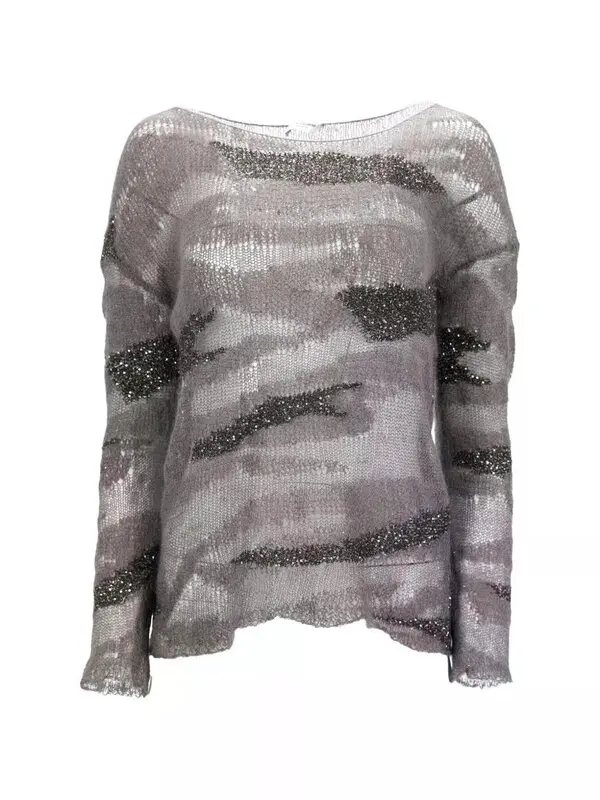 Saint Laurent Camouflage-patterned Sweater - Grey