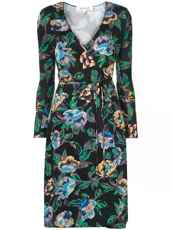 Diane Von Furstenberg Floral Wrap Dress - Black