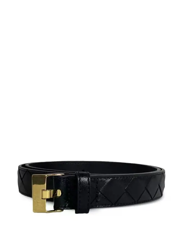 Bottega Veneta Intrecciato Leather Belt - Black