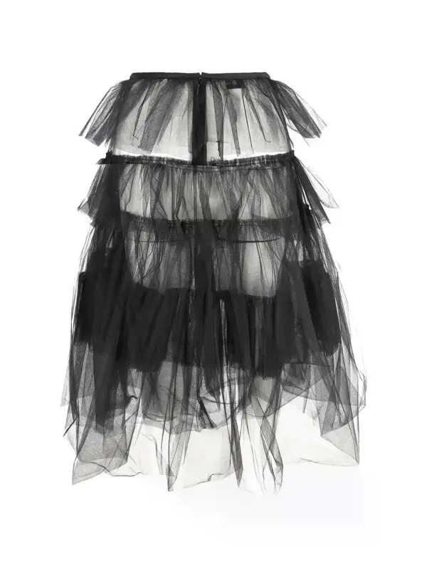 Dries Van Noten Tulle Tiered Midi Skirt - Black