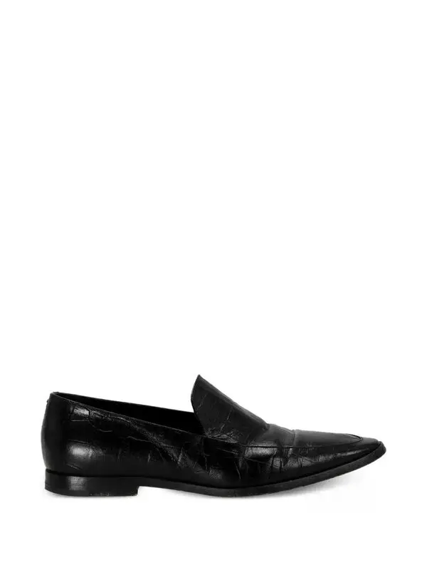 Dries Van Noten Croc-effect Pointed-toe Loafers - Black