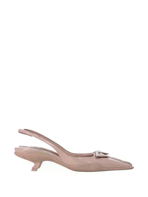 Prada Triangle-logo Slingback Pumps - Neutrals