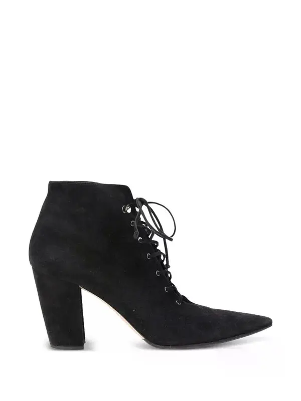 Miu Miu Lace-up Pointed-toe Ankle Boots - Black