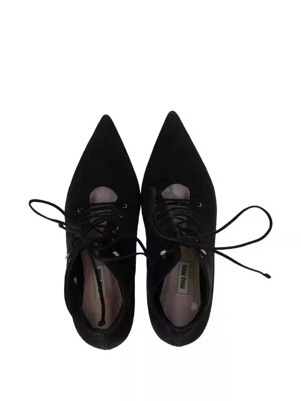 Miu Miu Lace-up Pointed-toe Ankle Boots