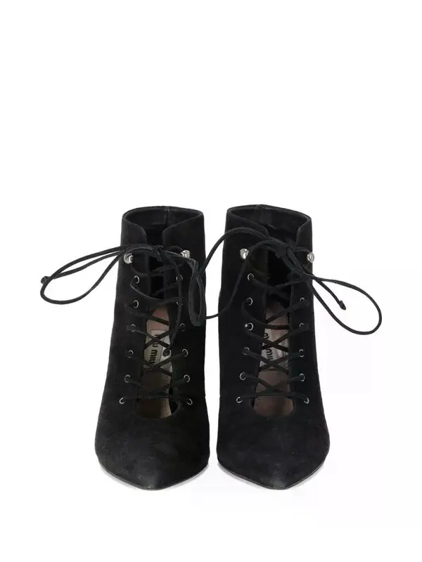Miu Miu Lace-up Pointed-toe Ankle Boots