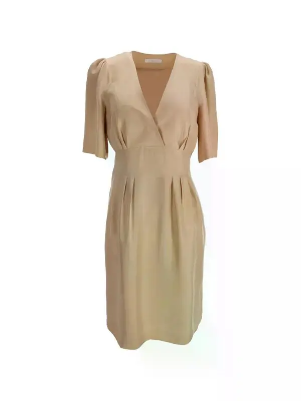 Chloé V-neck Short-sleeve Midi Dress - Neutrals