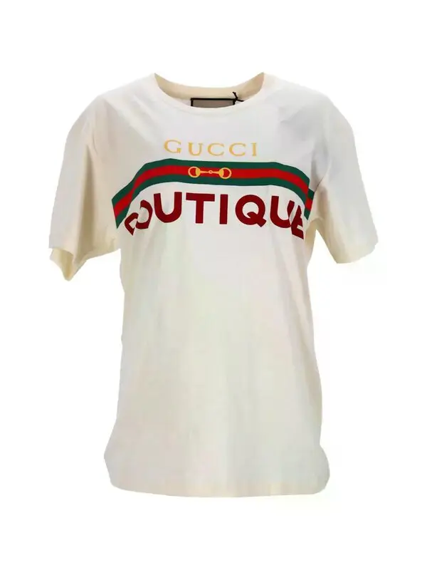 Gucci Logo-printed Cotton T-shirt - Neutrals