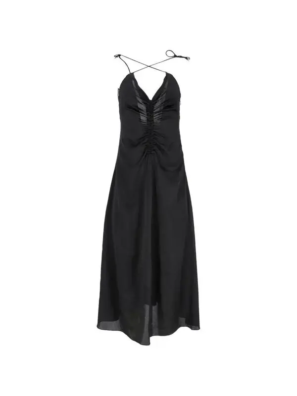 Sandro Ruched Spaghetti Strap Dress - Black