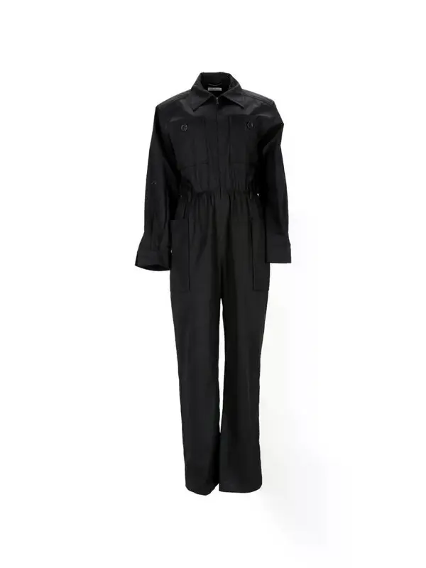Saint Laurent Cotton Long-sleeve Jumpsuit - Black
