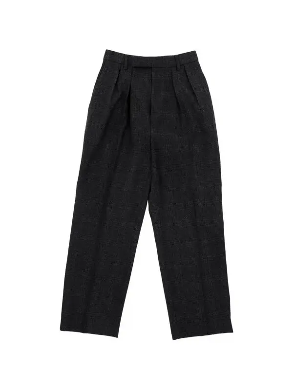 Celine Pleated Plaid-pattern Trousers - Black
