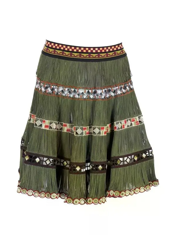 JEAN PAUL GAULTIER Fringed Midi Skirt - Green