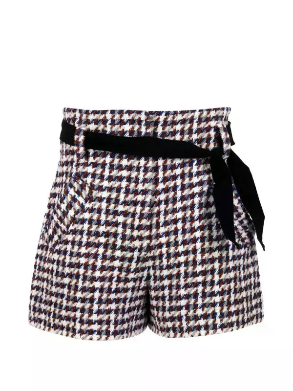 Maje Tartan-check Belted Shorts - White