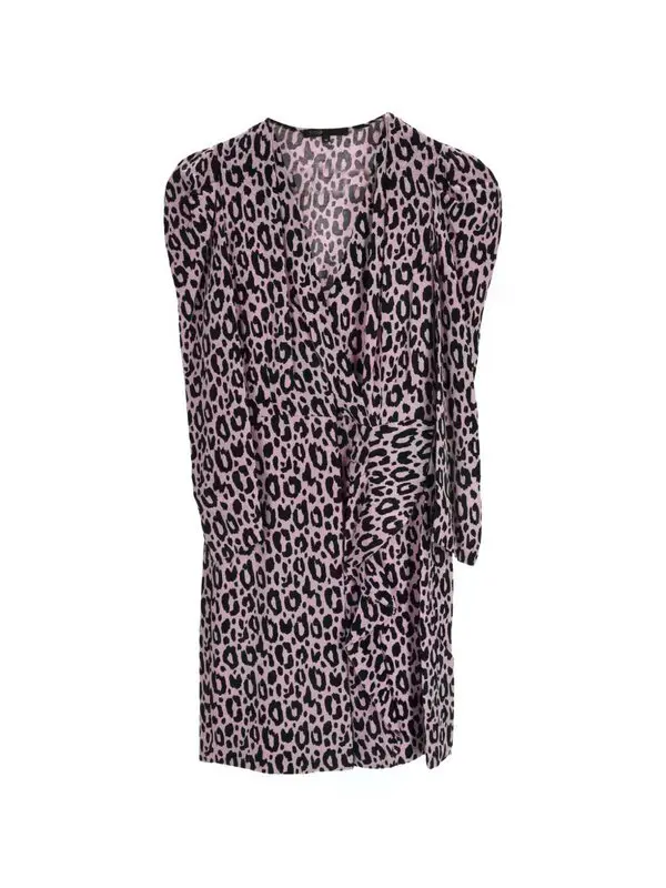 Maje Animal-print V-neck Mini Dress - Pink
