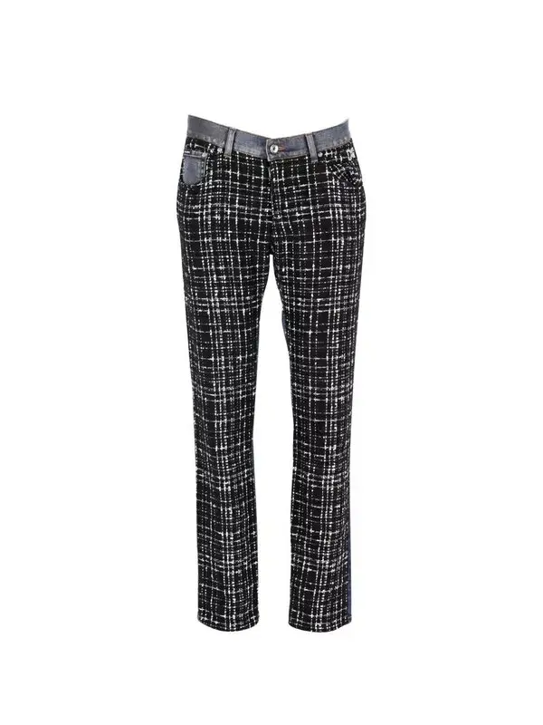 Dolce & Gabbana Tweed Insert Cotton Trousers - Blue