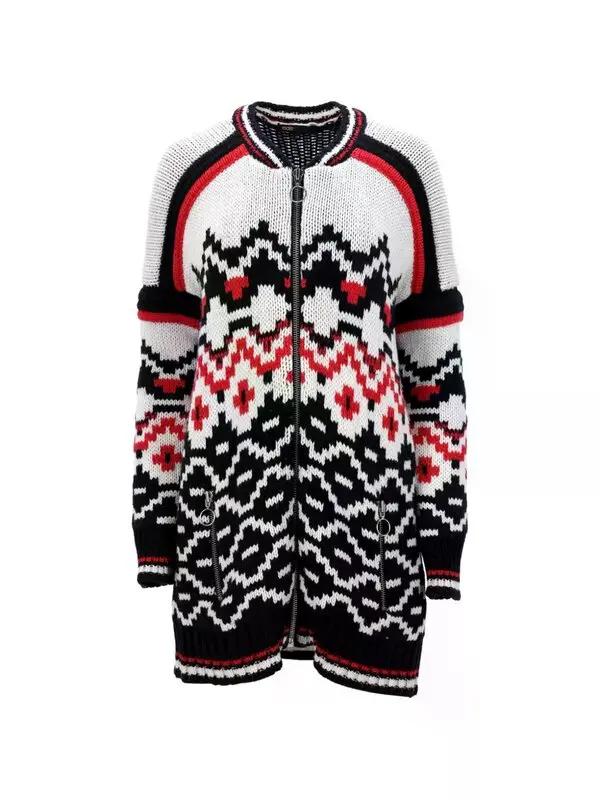 Maje Fair Isle Zip-front Cardigan