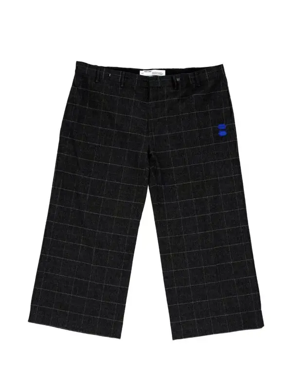 Off-White Checkered Wide Leg Trousers - Grey