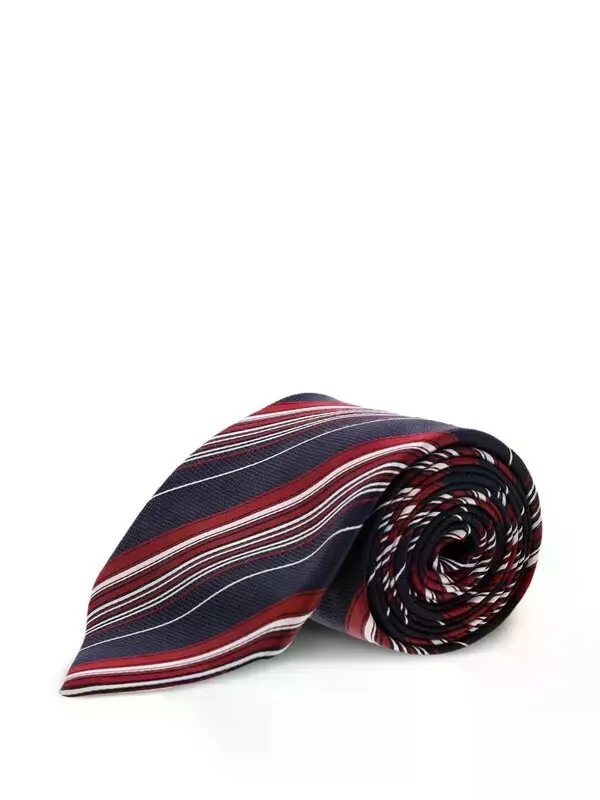 Ermenegildo Zegna Striped Silk Tie - Blue