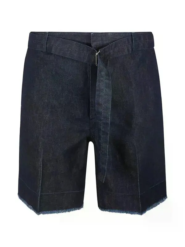 LANVIN Frayed Belted Shorts - Blue