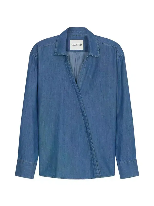 Closed Asymmetric Collared Shirt - Blue