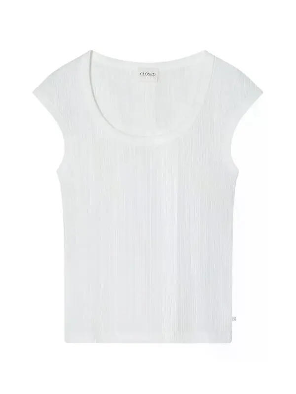 Closed Fitted Ribbed Top - White