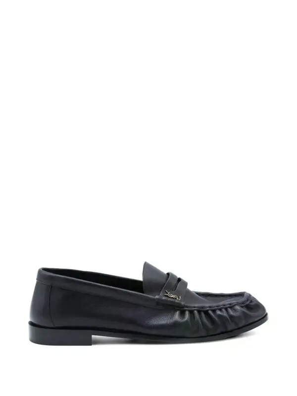 Saint Laurent Ruched Penny Loafers - Black