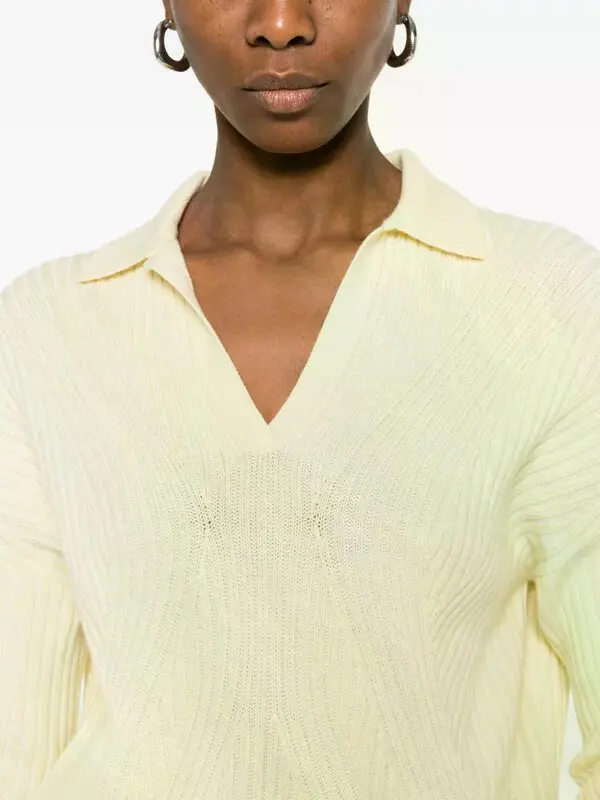 Eric Bompard Two-tone Ribbed Polo Top