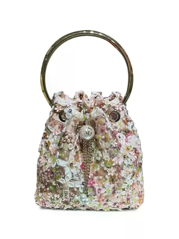 JIMMY CHOO Bon Bon Floral Embellished Tote Bag - Neutrals