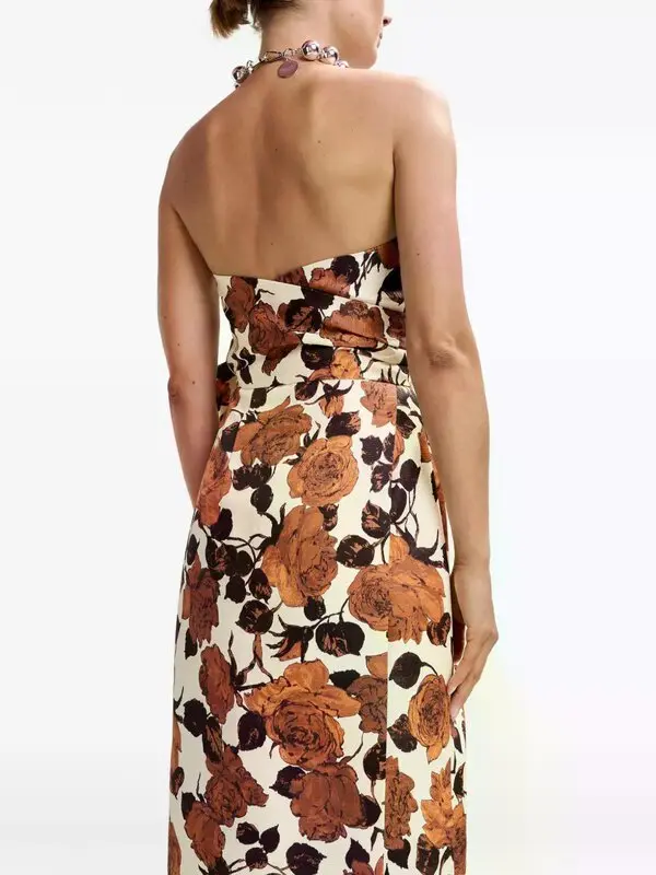 Essentiel Antwerp Floral Print Strapless Wrap Dress - Neutrals