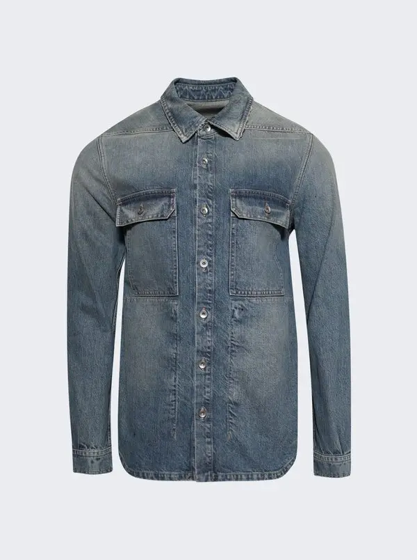 Rick Owens Denim Outershirt Washed Indigo - Blue