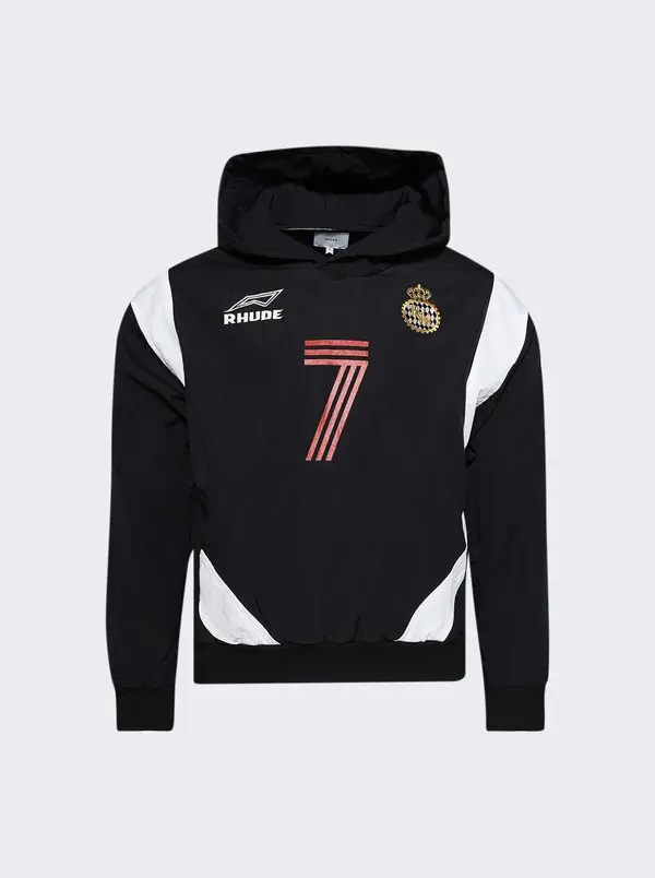 Rhude Lago Soccer Jersey Hoodie White And Red - Black