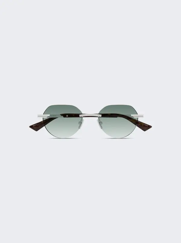Bottega Veneta Rimless Sunglasses Silver And Green - A