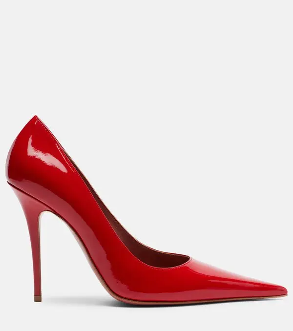 Amina Muaddi Barbara Patent Leather Pumps - Red
