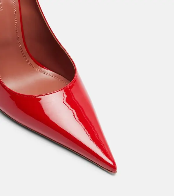 Amina Muaddi Barbara Patent Leather Pumps - Red