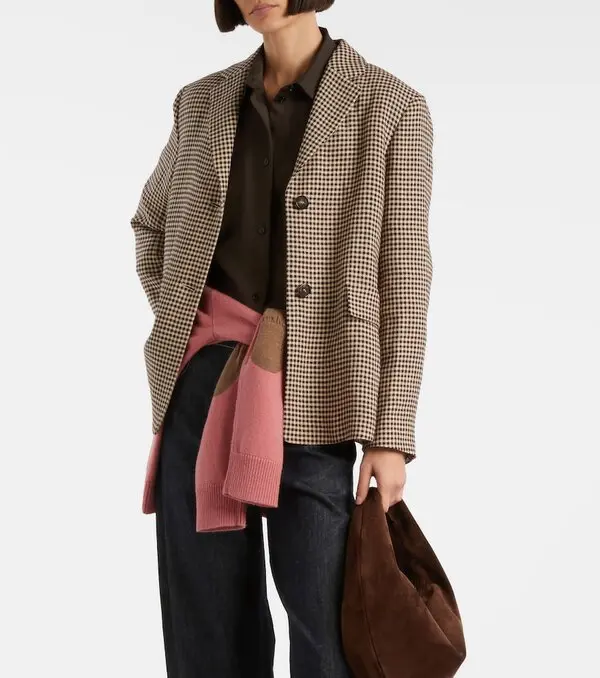 Max Mara Gita Checked Linen Blazer