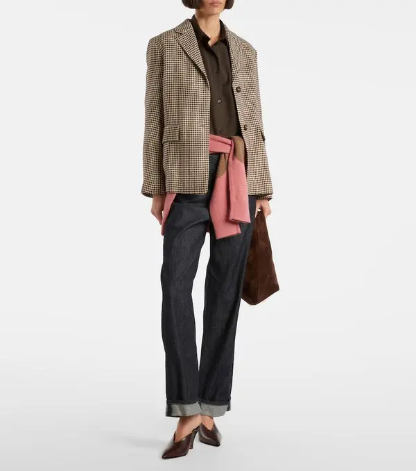 Max Mara Gita Checked Linen Blazer